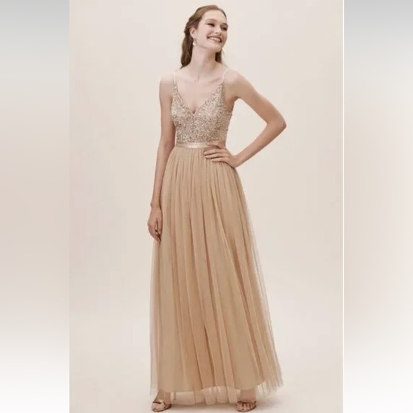 BHLDN | Dresses | Bhldn Avery Sequin And Tulle Dress In Champagne Color ...